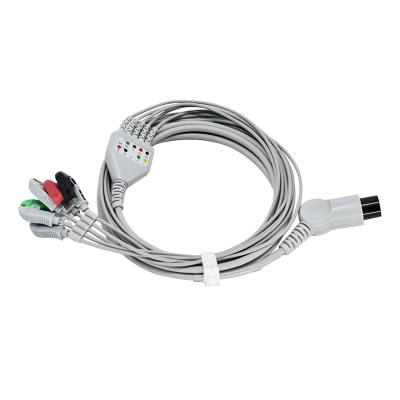 China Compatible ECG Cable with Leads for GOLDWAY ZOLL PM9000 6PIN KB1-1801C5A Grey 3m CE Certified for sale