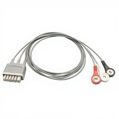 China OEM Medical Grade ECG Lead Wire Three-Lead American Standard Buckle-Type Splitter 2.6mm 0.9m for sale