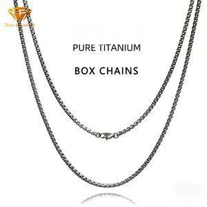 China Pure Titanium Box Chain Ultra Light Non Allergic Necklace 2.5mm 3mm 4.0mm Personalized Grid Retro Men's and Women's Single Chain Pendant Tinl2381 for sale