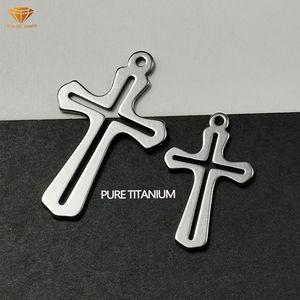 China Pure Titanium Smooth Surface Simple Hollow Cross Small Pendant Necklace Bracelet Titanium Jewelry Tipd2503 for sale