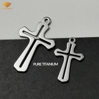 China Pure Titanium Smooth Surface Simple Hollow Cross Small Pendant Necklace Bracelet Titanium Jewelry Tipd2503 for sale