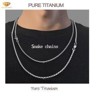 China Pure Titanium Snake Chain Necklace for Men Non Fading Long Style Titanium Chain Non Allergic 3.3mm Wide Tinl2001 for sale