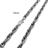 China 2.5mm 7mm Wide Pure Titanium Fried Dough Twists Chain Titanium Necklace Bracelet European and American Hip-Hop Jewelry Tinl2523 for sale