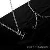 China Pure Titanium Chain Flat Long O-Chain Hip Hop Fashion Couple Necklace Retro Silver Chain Tinl2383 for sale