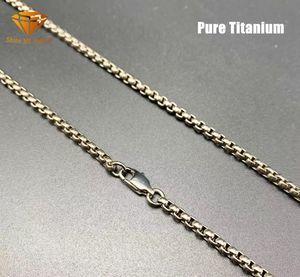 China Pure Titanium Box Chain Ultra Light Anti Allergy Necklace 3mm Personalized Plaid Day Fashion Retro Men's and Women's Single Chain Tinl2381 for sale