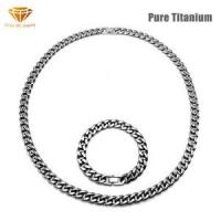 China Pure Titanium Denim Chain Bracelet Bold 10.5mm Hand Polished Hip Hop Accessories Tinl2386 for sale
