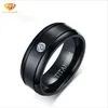 China Top Quality Titanium Ring Pure Titanium Ring Single Zircon Ring Black Wedding Ring for Men Jewelry Tr2618 for sale