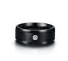 China Top Quality Titanium Ring Pure Titanium Ring Single Zircon Ring Black Wedding Ring for Men Jewelry Tr2618 for sale