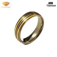 China Top Quality Fashion Jewelry Silver Titanium Jewelry IP Gold Titanium Wedding Ring for Men and Women Tr2031 for sale