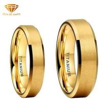 China Factory Wholesale Plain 6mm & 8mm Wide IP Gold Titanium Ring for Men Tr666g for sale