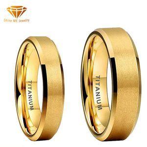China Factory Wholesale Plain 6mm & 8mm Wide IP Gold Titanium Ring for Men Tr666g for sale