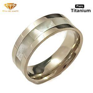 China Fashion Jewelry Silver Jewelry Custom Inlay Shell Design Titanium Wedding Ring Tr2027 for sale