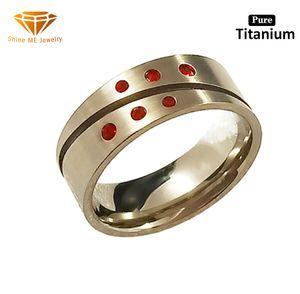 China Fashion Jewelry Silver Jewelry Stainless Steel Pure Titanium Body Jewelry Ruby CZ Cuting Titanium Weddiing Ring Tr2029 for sale
