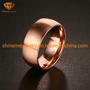 China Fashion Jewelry 8mm Hand Drawn Brushed Titanium Ring Rose Gold Personality Men's Ring Tr2024 for sale