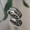 China Factory Wholesale Pure Titanium Rings Silver Jewelry Inlay CZ Titanium Wedding Rings Tp1904 for sale