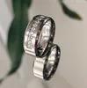 China Factory Wholesale Pure Titanium Rings Silver Jewelry Inlay CZ Titanium Wedding Rings Tp1904 for sale
