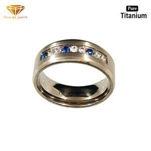 China Top Quality Jewelry Titanium Band Titanium 8mm with CZ Stones Titanium Wedding Ring for Women Tr1948 for sale