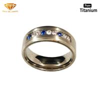 China Top Quality Jewelry Titanium Band Titanium 8mm with CZ Stones Titanium Wedding Ring for Women Tr1948 for sale