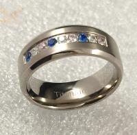 China Top Quality Jewelry Titanium Band Titanium 8mm with CZ Stones Titanium Wedding Ring for Women Tr1948 for sale