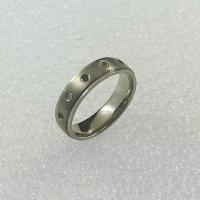 China Ring Jewelry 6mm Pure Titanium Band Blue CZ Titanium Wedding Ring Tr1945 for sale