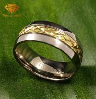 China Fashion Jewelry Tungsten Ring Stainless Steel Jewelry IP Gold Embossing Titanium Wedding Ring Tr1905 for sale
