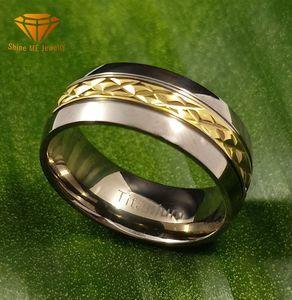 China Fashion Jewelry Tungsten Ring Stainless Steel Jewelry IP Gold Embossing Titanium Wedding Ring Tr1905 for sale