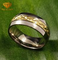 China Fashion Jewelry Tungsten Ring Stainless Steel Jewelry IP Gold Embossing Titanium Wedding Ring Tr1905 for sale