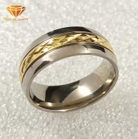 China Fashion Jewelry Tungsten Ring Stainless Steel Jewelry IP Gold Embossing Titanium Wedding Ring Tr1905 for sale