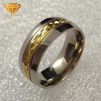 China Fashion Jewelry Tungsten Ring Stainless Steel Jewelry IP Gold Embossing Titanium Wedding Ring Tr1905 for sale