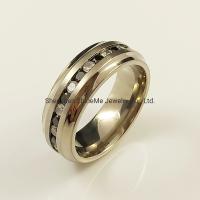 China Titanium Jewellry Ring with Black and White CZ Stainless Steel Rings Titanium Band Accessories (TR1942) for sale