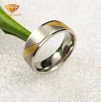 China Titanium Ring for Men Jewelry Tungsten Band Titanium Carving IP 18K Gold Wedding Ring Tr1906 for sale