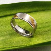 China Titanium Ring for Men Jewelry Tungsten Band Titanium Carving IP 18K Gold Wedding Ring Tr1906 for sale