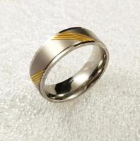 China Titanium Ring for Men Jewelry Tungsten Band Titanium Carving IP 18K Gold Wedding Ring Tr1906 for sale