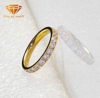 China Ring Jewelry PVD Gold 3mm Set Zircon Titanium Finger Ring Titanium Ring for Women Tr2010 for sale
