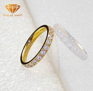 China Ring Jewelry PVD Gold 3mm Set Zircon Titanium Finger Ring Titanium Ring for Women Tr2010 for sale