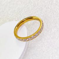 China Ring Jewelry PVD Gold 3mm Set Zircon Titanium Finger Ring Titanium Ring for Women Tr2010 for sale