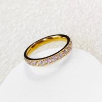 China Ring Jewelry PVD Gold 3mm Set Zircon Titanium Finger Ring Titanium Ring for Women Tr2010 for sale