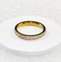 China Ring Jewelry PVD Gold 3mm Set Zircon Titanium Finger Ring Titanium Ring for Women Tr2010 for sale
