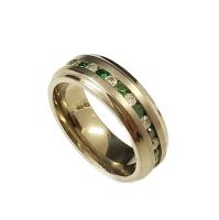 China Fashion Jewelry Titanium Jewelry Piercing Pure Titanium Green Diamond CZ Inlay Wedding Ring for Men Tr1941 for sale