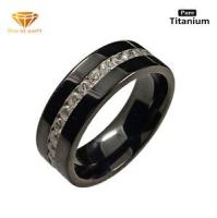 China Titanium Ring Jewelry for Men and Women IP Black Titanium Wedding Ring Diamond Ring Tr1933 for sale