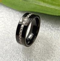China Titanium Ring Jewelry for Men and Women IP Black Titanium Wedding Ring Diamond Ring Tr1933 for sale