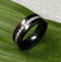 China Titanium Ring Jewelry for Men and Women IP Black Titanium Wedding Ring Diamond Ring Tr1933 for sale