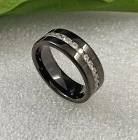 China Titanium Ring Jewelry for Men and Women IP Black Titanium Wedding Ring Diamond Ring Tr1933 for sale