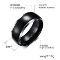 China Fashion Accessories Black Plating Solid Titanium Band High Polished Titanium Ring Jewelry Titanium Wedding Ring Tr1997 for sale
