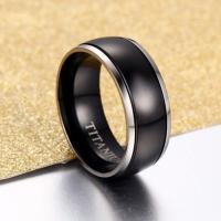 China Fashion Accessories Black Plating Solid Titanium Band High Polished Titanium Ring Jewelry Titanium Wedding Ring Tr1997 for sale