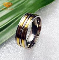 China IP Gold Plated Jewelry Ring Wedding Band Promise Ring for Men and Women Titanium Ring Tr1922 for sale