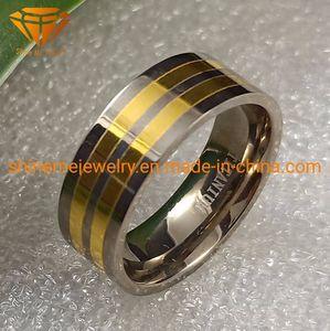 China IP Gold Plated Jewelry Ring Titanium Wedding Tungsten Band Polished Titanium Ring Tr1924 for sale
