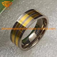 China IP Gold Plated Jewelry Ring Titanium Wedding Tungsten Band Polished Titanium Ring Tr1924 for sale