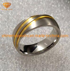 China Gold Color Groove Stainless Steel Jewelry Titanium Ring Titanium Jewelry Rings Tr1929 for sale