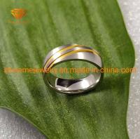China Gold Color Groove Stainless Steel Jewelry Titanium Ring Titanium Jewelry Rings Tr1929 for sale